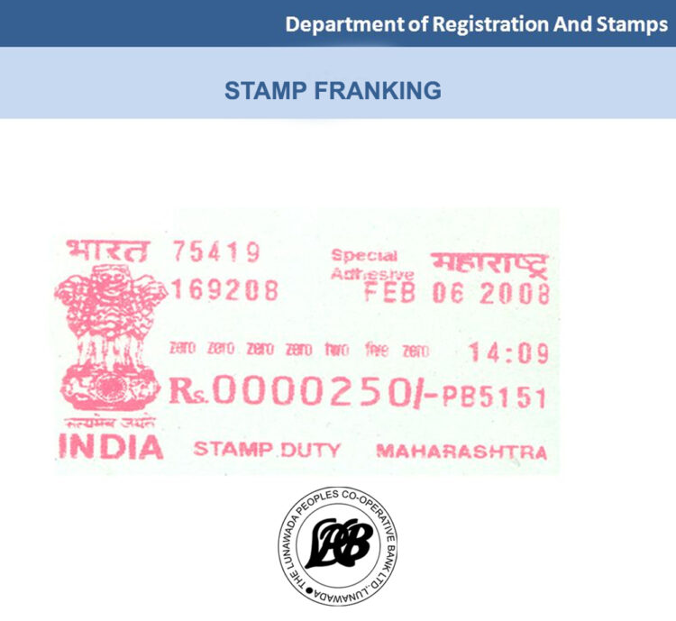 Stamp Franking – Lunawada People’s Co-op Bank Ltd.